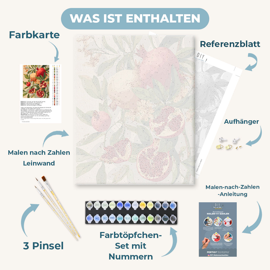 Malen nach Zahlen Blühende Granatäpfel