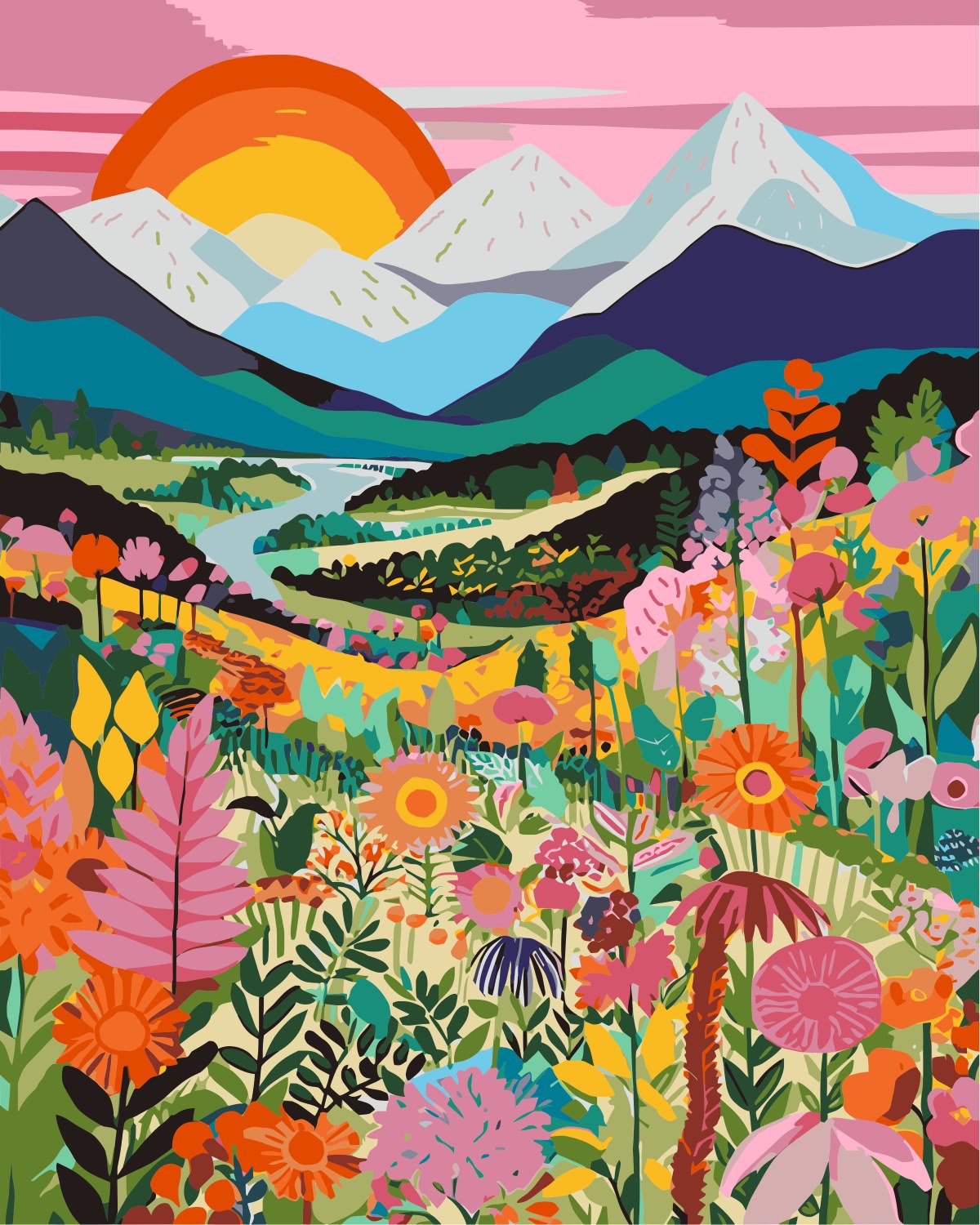 Malen nach Zahlen Bunte Landschaft